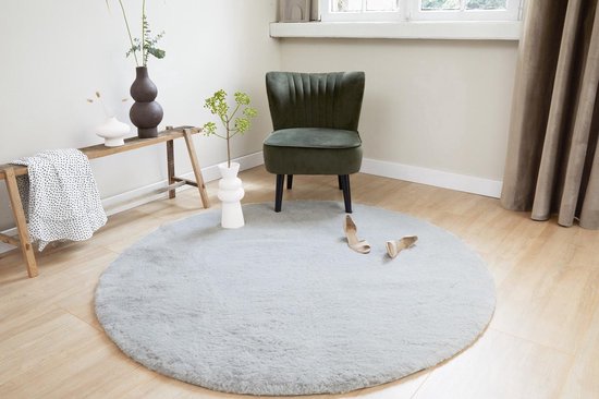 Rond vloerkleed - Rond tapijt - Zacht - Imitatiebont - Hoogpolig - Ø 90 ...