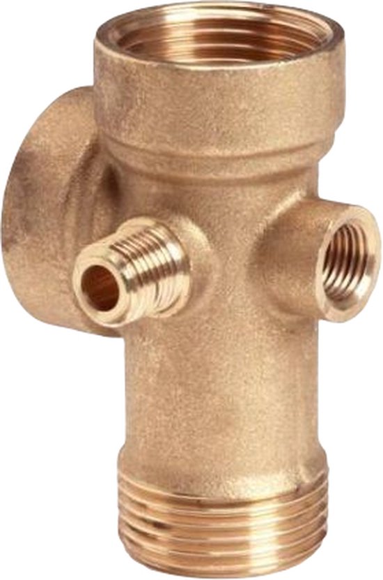 Messing t-stuk voor hydrofoor 1 en 1/4 | bol