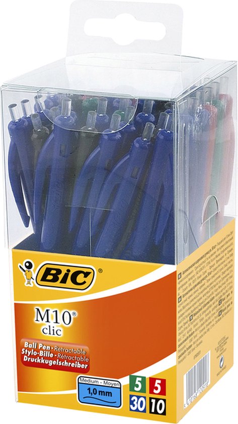 Bic - balpen M10 Clic | doos met 50 stuks in geassorteerde kleuren | bol