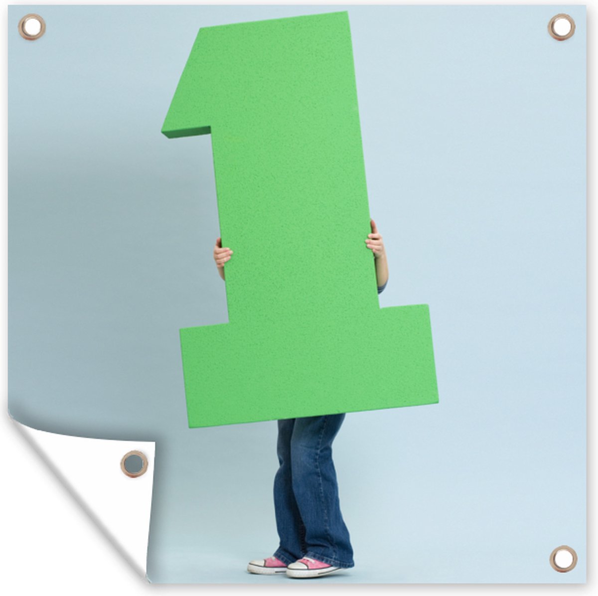 Tuin poster Kind dat het cijfer 1 draagt - 200x200 cm | bol.com
