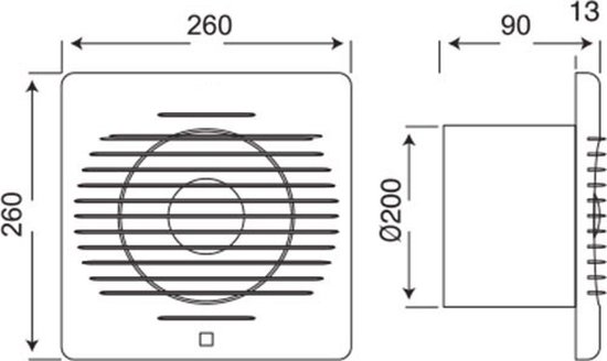 Badkamer - Toilet - Ventilator - 260mm - 40W - 200m3 - Mat Wit | bol
