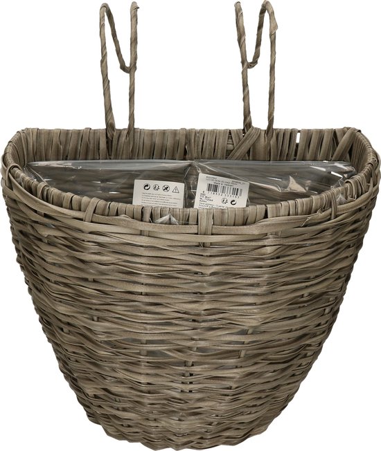 KSD Balkonmand/plantenmand/plantenbak grijs rotan 38 cm - Hangende plantenbakken voor... | bol
