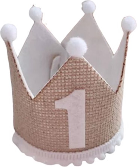 verjaardag-kroon-haarband-1 jaar-jute-kinderfeestje-prins-jarig ...