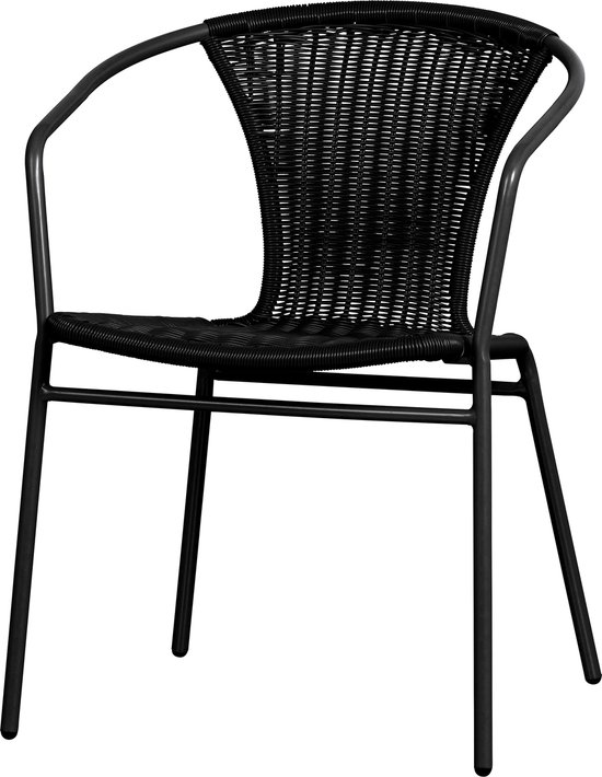 WOOOD Tuinstoel Weston - Polyester/Metaal - Zwart - Set van 4 | bol.com