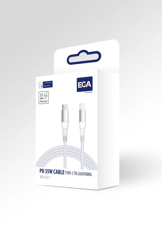 EGA - iPhone kabel - USB C naar Lightning - 35W - 1m | bol