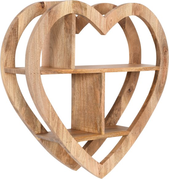 Houten wandrek- hartvorm- mangohout-Koloniaal Teakhuis | bol