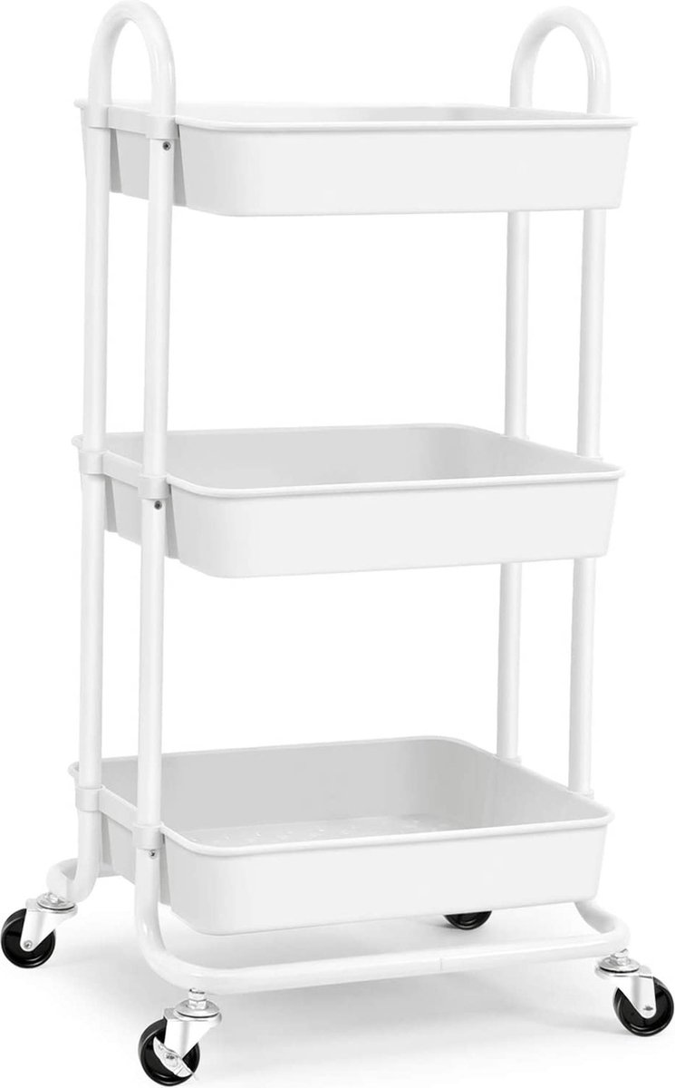 Opbergtrolleywagen, Rolkar met 3 niveaus, Multifunctionele ...