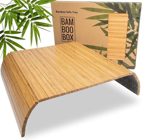 BAM BOO BOX Sofatablet - bank dienblad van bamboe armleuningen dienblad ...
