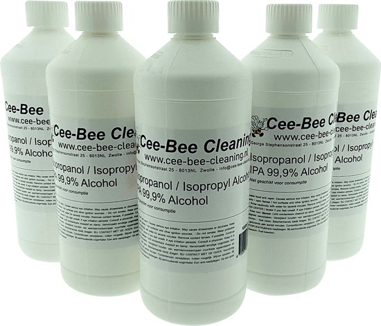 Cee-Bee Isopropanol | Isopropyl | IPA 99.9% Alcohol | 1000 ml | 5 flessen á 1 liter |... | bol.com