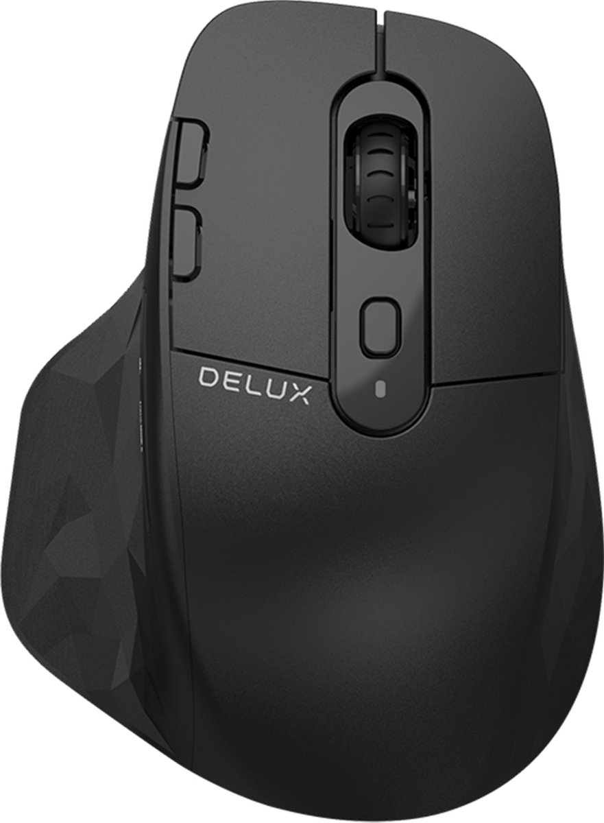Delux M912 Draadloze Ergonomische Muis - Bluetooth - Zwart - Semi Verticale muis -... | bol