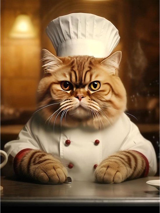 Diamond Painting Kater chef-kok Simba Diamond Painting 30x40cm. DP ...