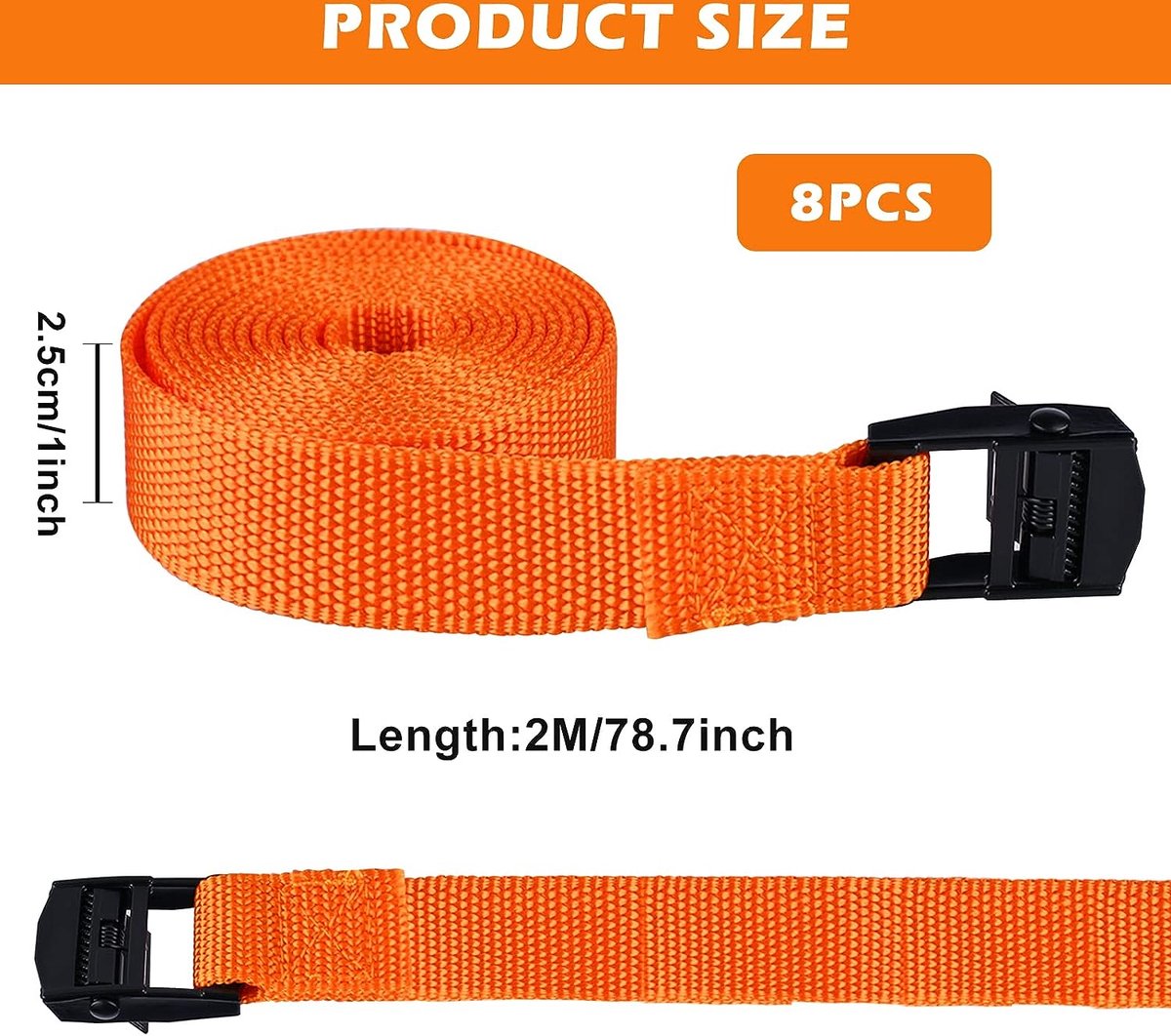 Lot de 8 sangles à cliquet, sangle de tension de 2 m, sangles d ...