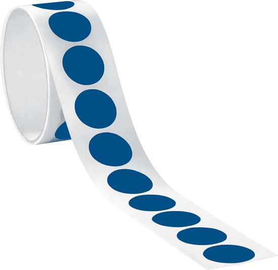 Ronde blauwe markeringsstickers - zelfklevende folie - 100 stuks op rol ...