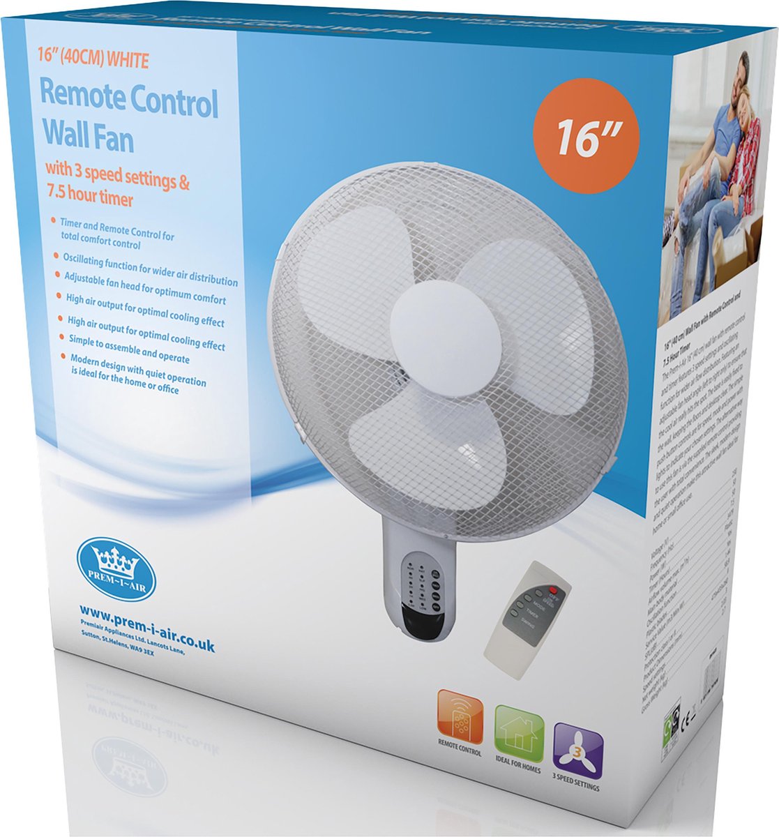 Muurventilator met afstandsbediening en timer 16 " (40 cm) | bol