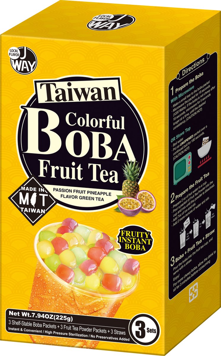 JWAY Instant Boba Bubble Tea – Fruit Tea - 3 Porties - Compleet met ...