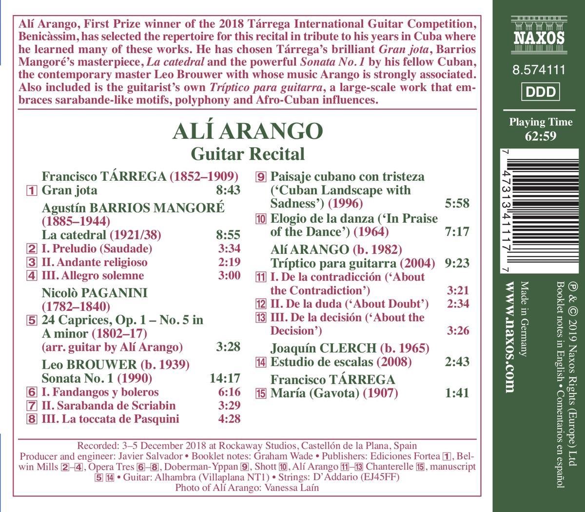 Ali Arango - Ali Arango Guitar Laureate Recital (CD), Ali Arango ...