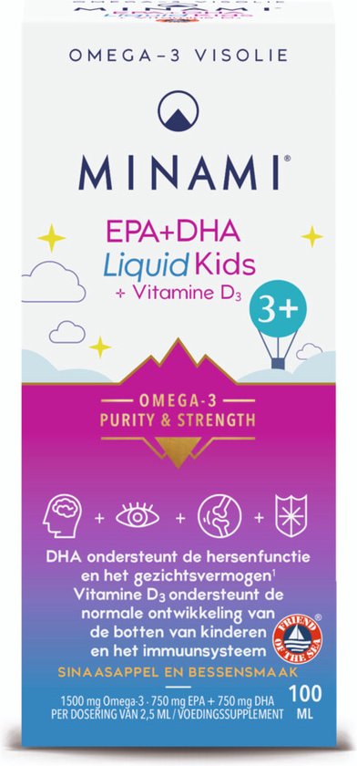 Minami EPA & DHA Liquid Kids + Vitamine D3 100 ml | bol