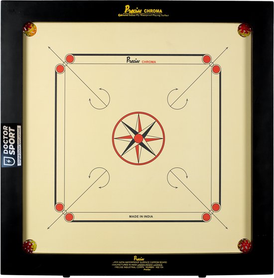 Precise Super Satin 82x82 cm - 8 kgs - 6 mm - Carrom bord - Compleet met Striker... | bol