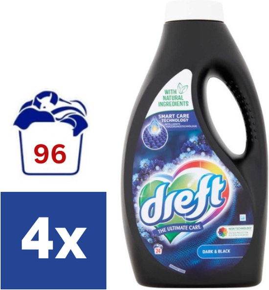 Dreft Dark & Black Vloeibaar Wasmiddel - 4 x 1.32l (96 wasbeurten) | bol