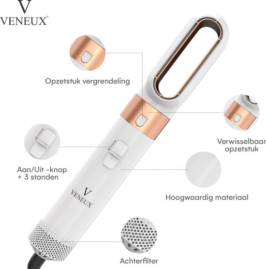 VENEUX® Airstyler Krultang - Krultangen - Föhnborstel - 5 in 1 multi ...