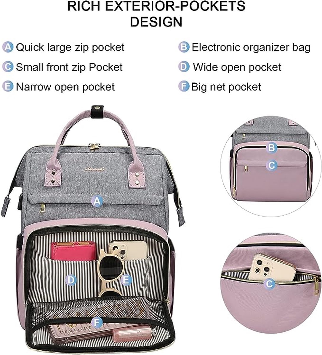 Rugzak Voor Dames Laptop Rugzak 15,6/17 Inch Met Laptopvak, Laptop ...