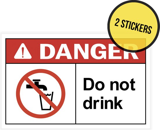 Pictogram/ stickers (2x) | "Danger - Do not drink" | 20 x 12 cm | Geen ...