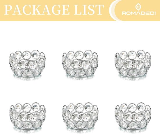 Theelichthouder Kandelaar Crystal Sliber - 6pcs Kleine Kandelaars voor ...