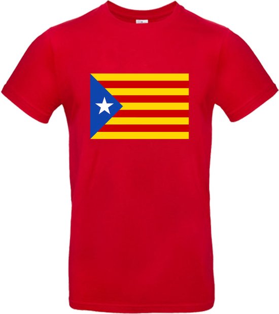 Catalaanse Vlag op een rood Heren T-shirt - Catalonie - Barcelona | bol