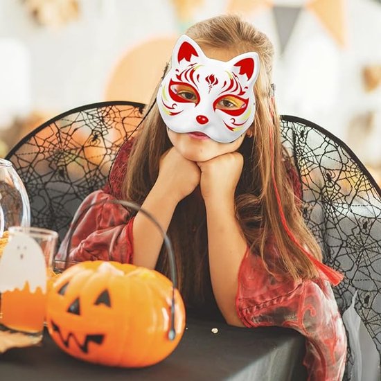 10 stuks wit doe-het-zelf papieren masker, kattenmaskers ...