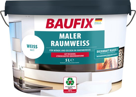 BAUFIX Decorators’ White Paint muurverf wit 5 Liter | bol