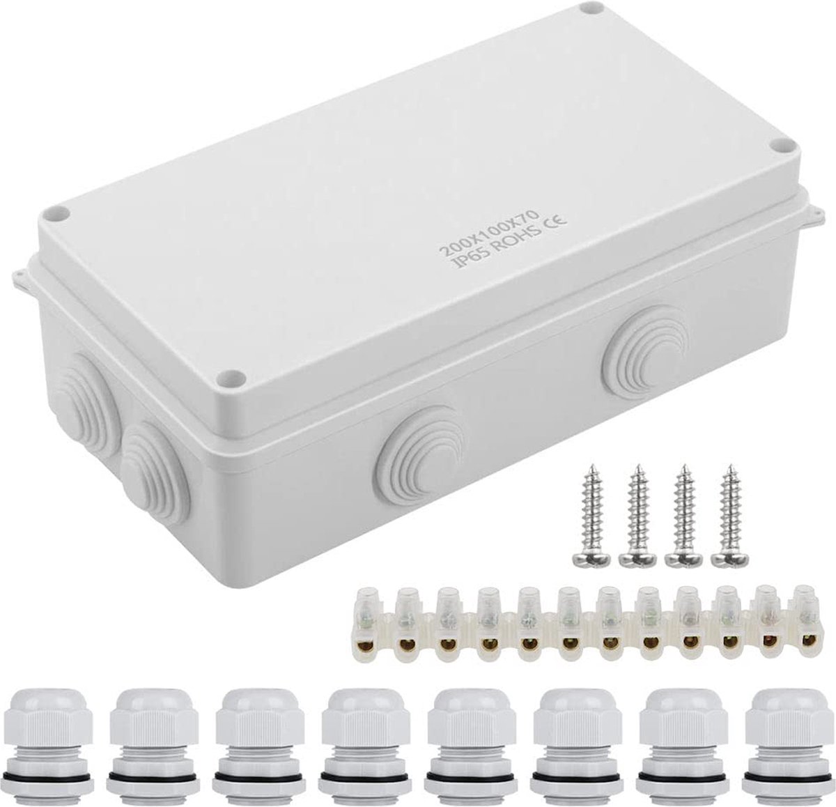 Aansluitdoos waterdicht IP65 wit 20x10x7cm opbouw aansluitdoos IP65 ...