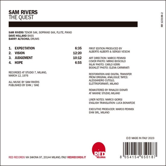 Sam Rivers - The Quest (CD) (Remastered), Sam Rivers | Muziek | bol