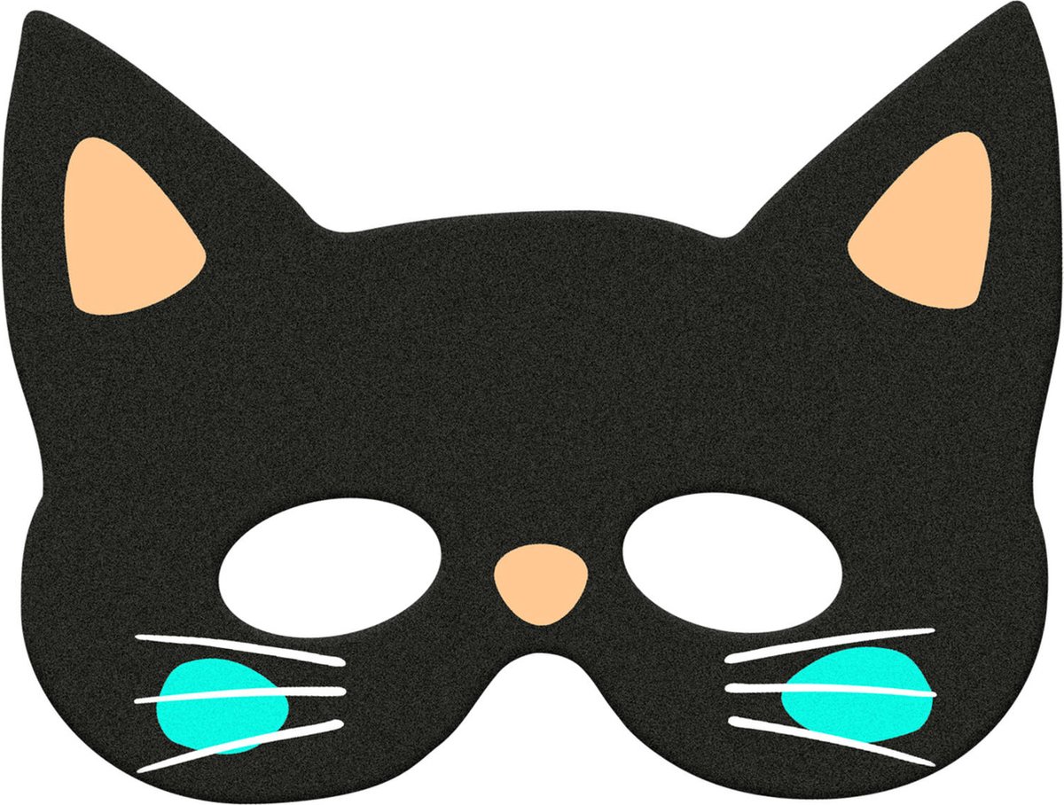 Folat - Masker Happy Halloween Zwarte Kat - Halloween Masker - Enge ...