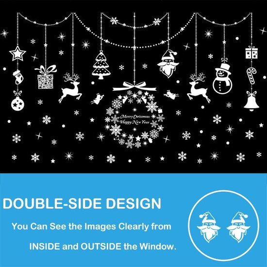 Kerst Raamstickers, 8 STUKS Raamstickers Kerstmis Herbruikbaar ...