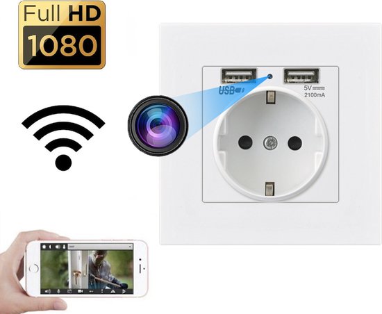 Verborgen Spy Camera Stopcontact - Wifi met App - USB Oplader - Spionage Camera -... | bol.com