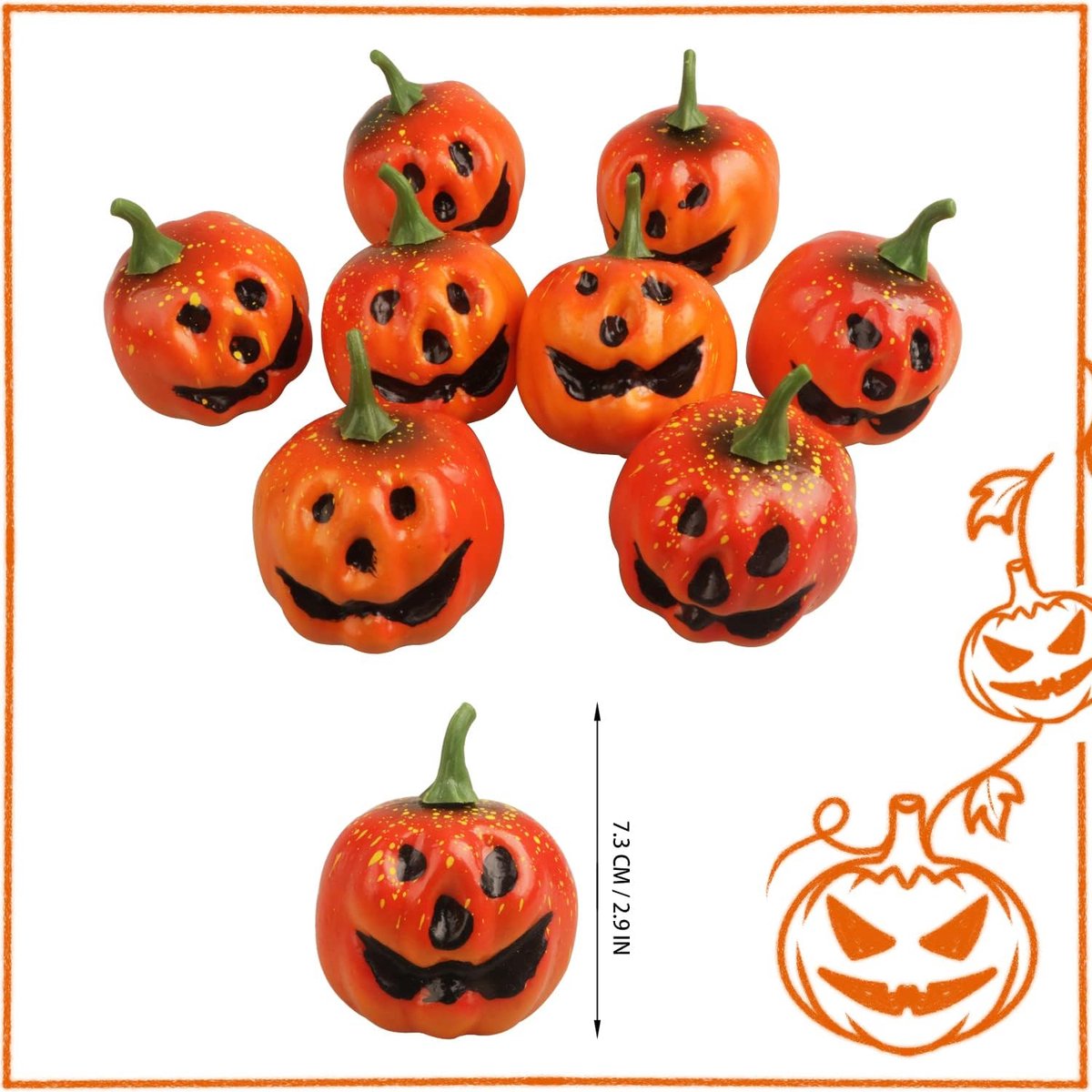 8 stuks Halloween pompoenen voor decoratie, kunstmatige Halloween ...