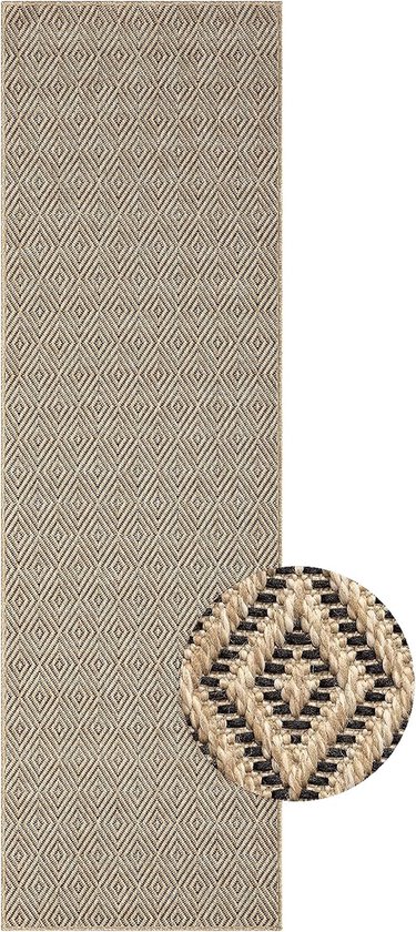 Jute look vloerkleed voor binnen en buiten 80x250 cm | Rechthoekig ...