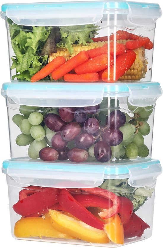 Vershouddozen met clipdeksel, forraaddozenset, kunststof, verzonden ...