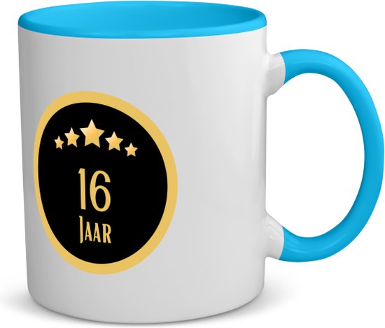 Akyol - 16 jaar koffiemok - theemok blauw - Hoera 16 jaar - iemand die ...