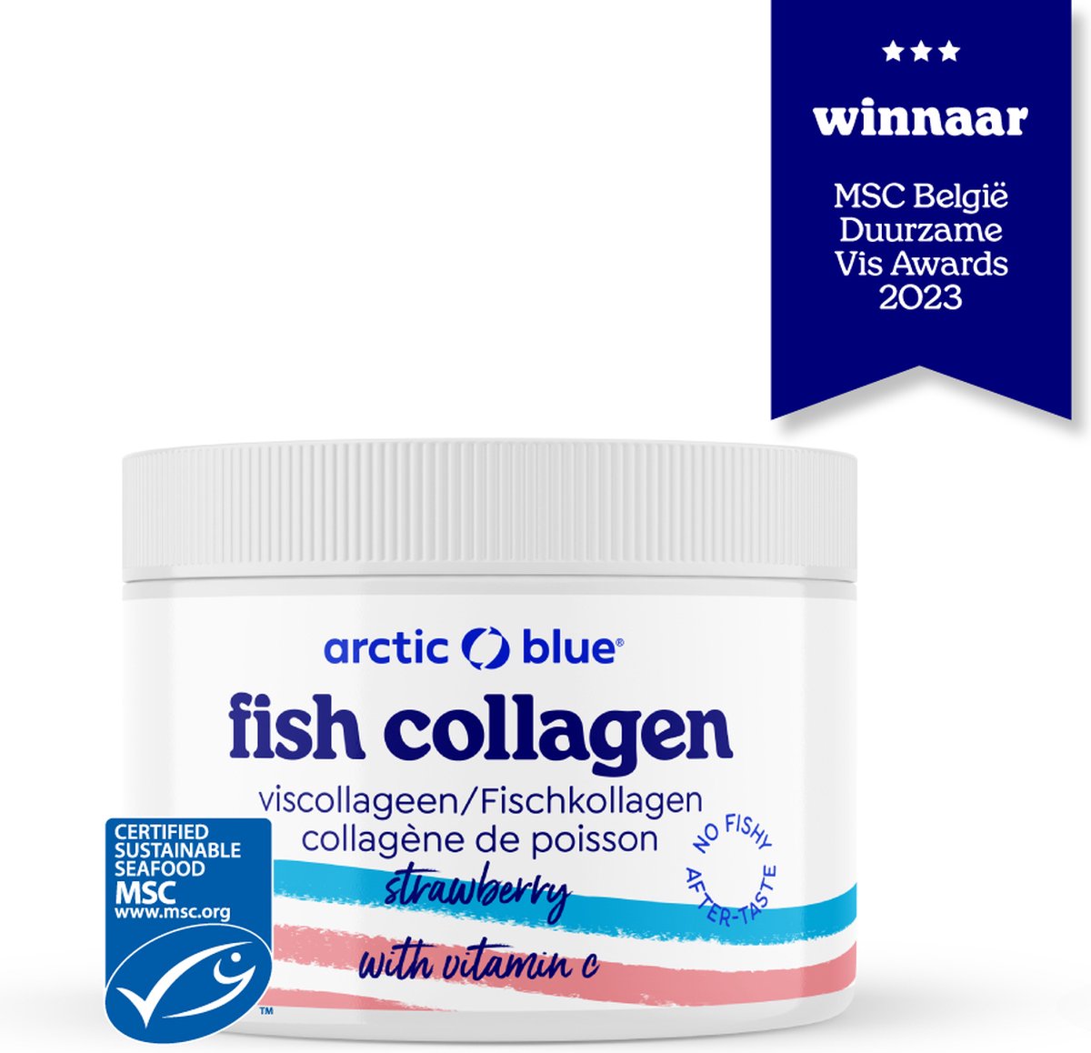Arctic Blue - Pure Arctische Viscollageen - Aardbeismaak - 150 gram - Gehydrolyseerd | bol.