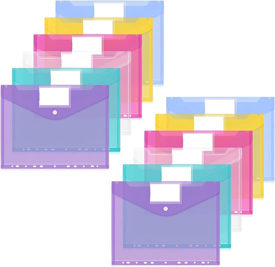 Documentenmap, A4, 12 stuks, transparant, A4, documentenmappen, met 11 ...