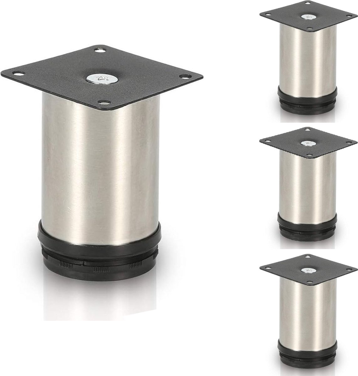 4 Stuks - RVS Verstelbare Meubelpoten - 8cm Hoog - Draagvermogen 250 kg ...