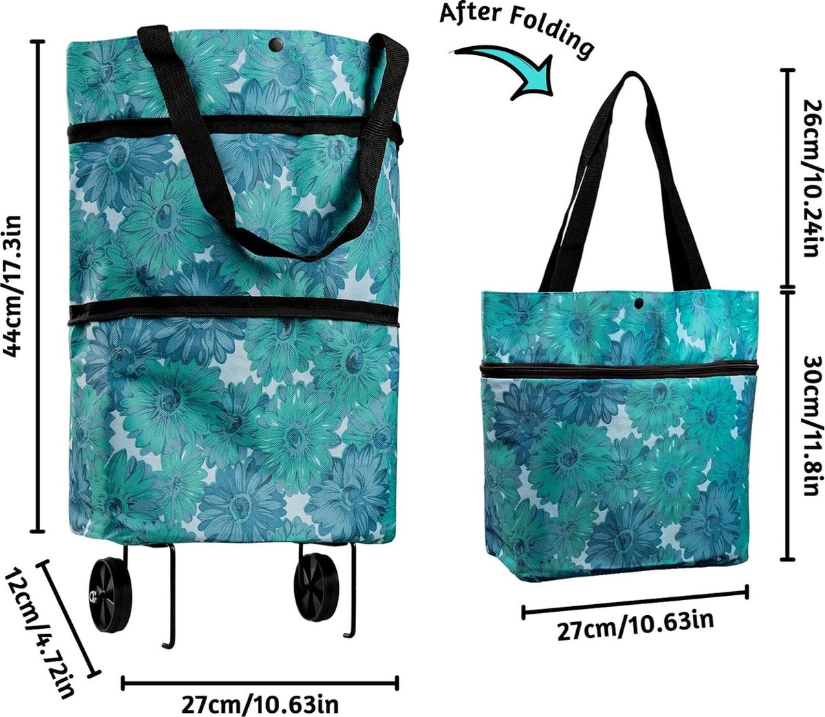 Sacs à roulettes pliables, sac de courses à roulettes, chariot de ...