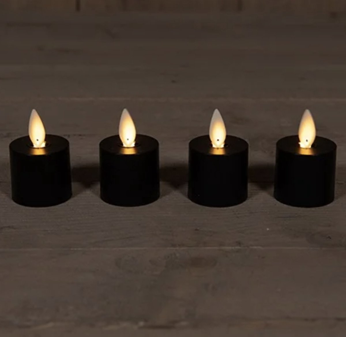 Anna's Collection - Oplaadbare Theelichten Zwart 4 stuks inclusief ...