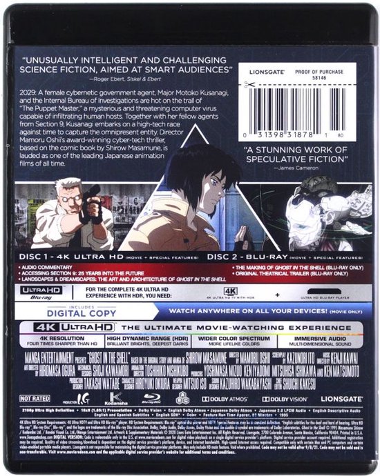 Ghost in the Shell [Blu-Ray 4K]+[Blu-Ray], Akio Ôtsuka | Dvd's | bol