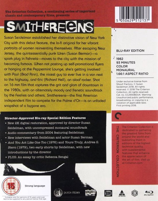 Smithereens - Criterion Collection (Blu-ray), Brad Rijn | Dvd's | bol