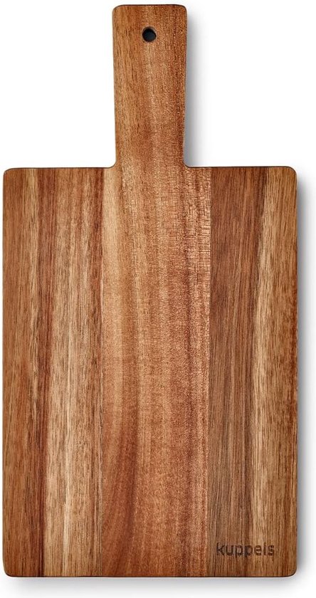 Snijplank, acaciahout, 35 x 18 x 1,5 cm, met handvat, houten plank voor ...