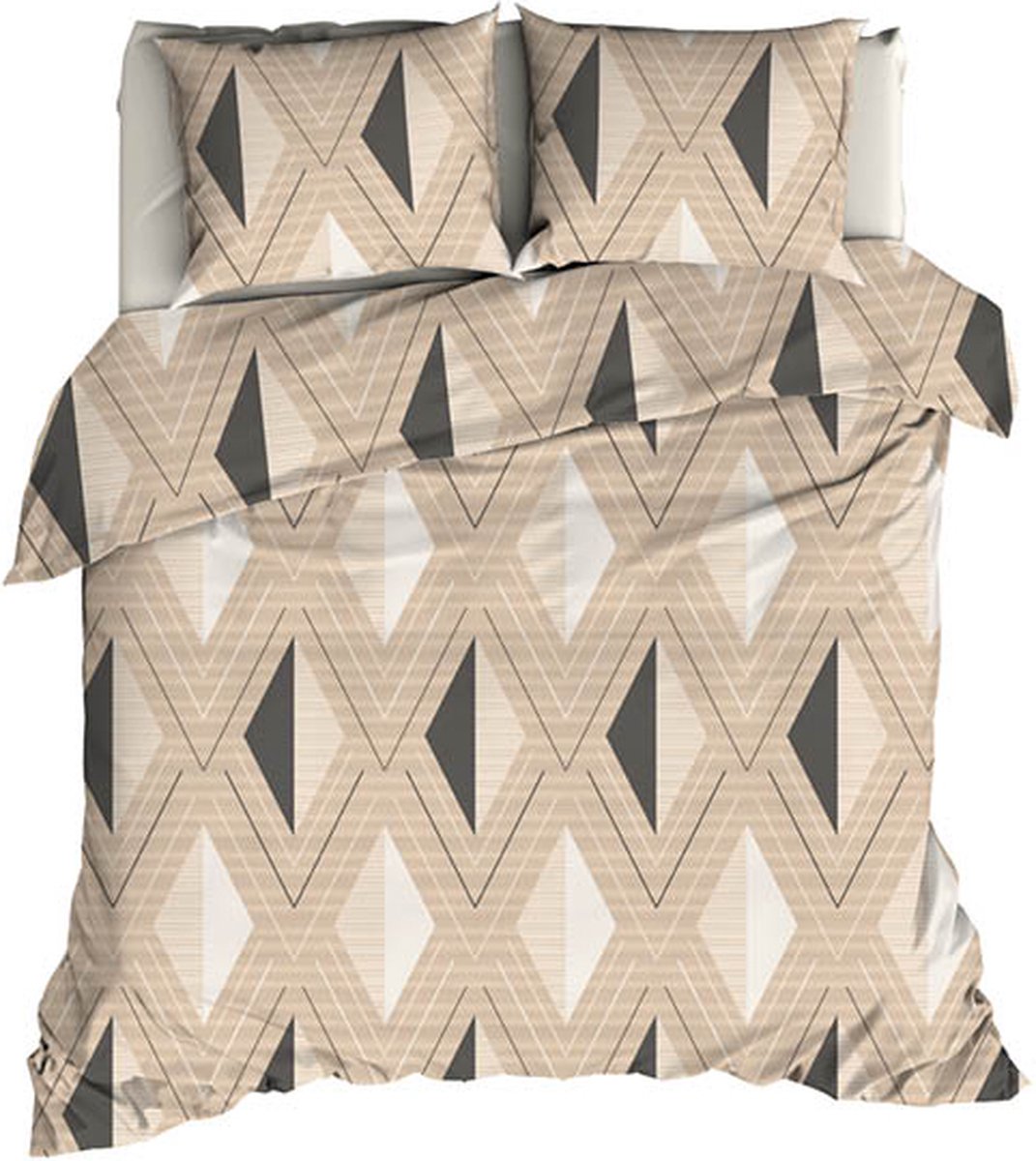 Luxe katoen/satijn dekbedovertrek Hendrik beige/taupe - 260/270x200/220 ...