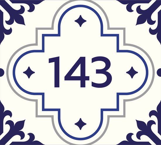 Huisnummerbord nummer 143 | Huisnummer 143 |Delfts blauw ...