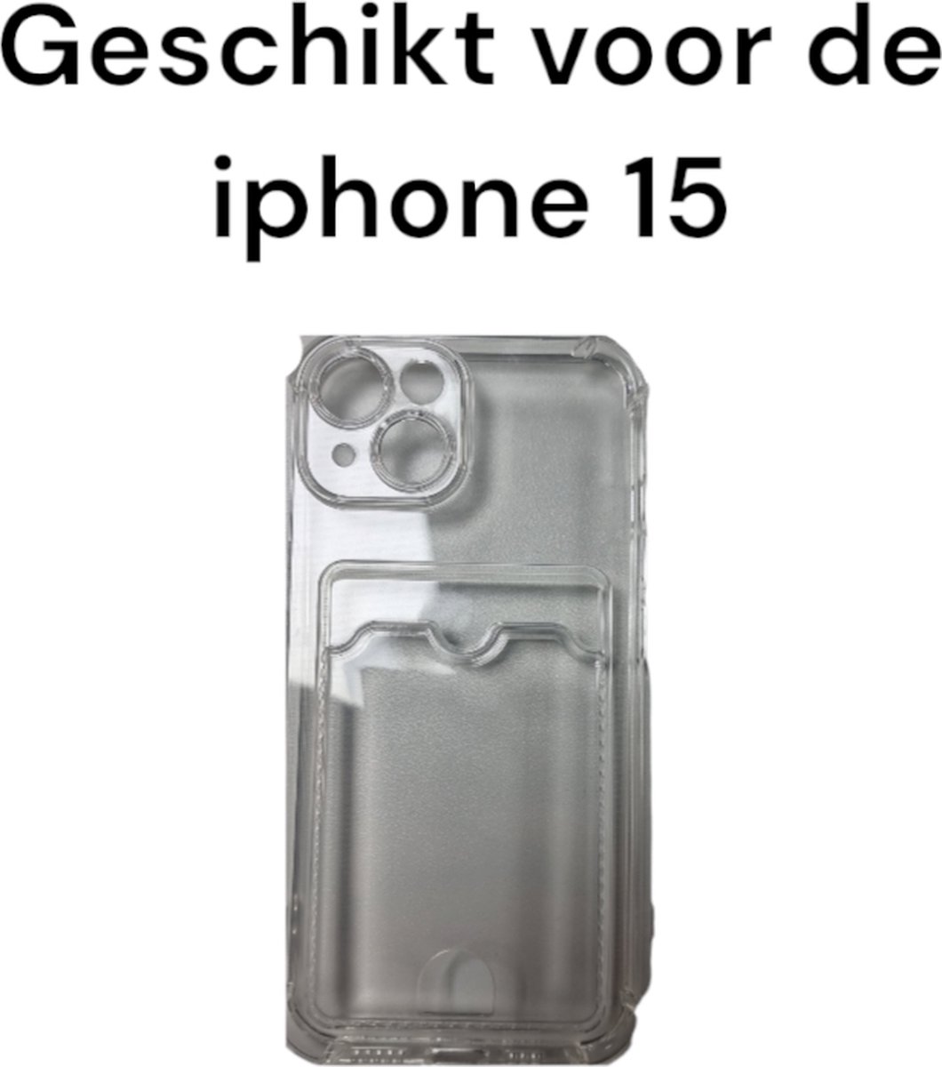 iphone 15 hoesje transparant antishock met pashouder - apple iphone 15 ...